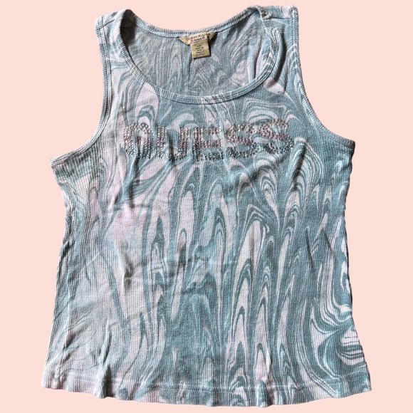 Guess | Tops | Guess Y2k Large Blue Light Pink Marble Tank Top With ...